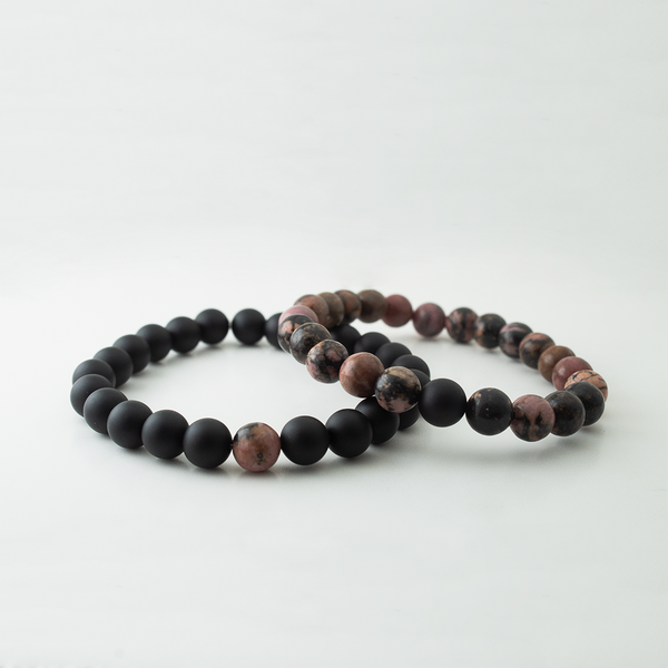 BLACK LINE RHODONITE x MATT BLACK STONE BRACELET – ESTHETIX